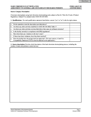 Fillable Online deq state or Hard chromium electroplating assignment to general air contaminant ...
