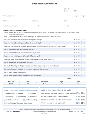 Fillable Online Sleep bHealth Questionnaireb - Green Valley Dentistry ...