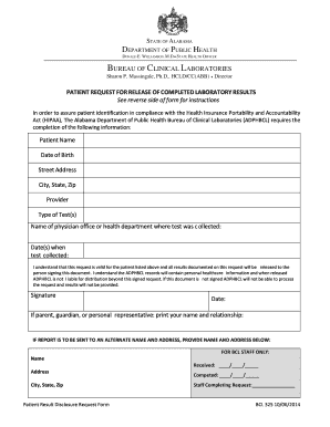 Fillable Online adph Patient Request Form 100614 - adph Fax Email Print ...