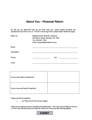 Fillable Online About-You-Personal-bReturnb-bfillableb-bformb Fax Email ...