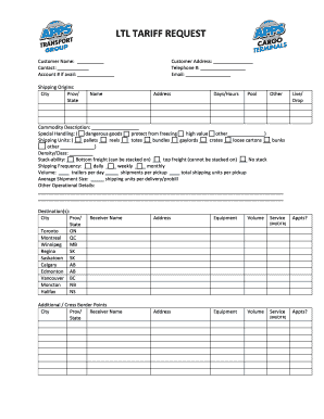 Fillable Online LTL TARIFF REQUEST - Apps Transport Fax Email Print ...