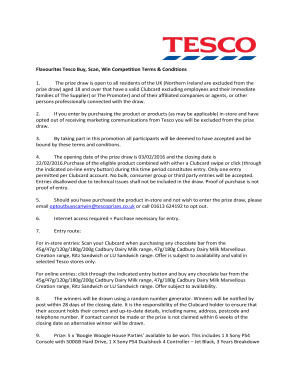 Fillable Online Flavourites Tesco Buy Scan Win Competition Terms Fax ...