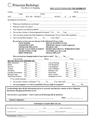 Fillable Online MRI Questionnaire Head.doc Fax Email Print - pdfFiller