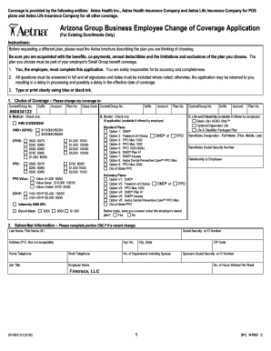 Fillable Online ARizona Small Group Change of Coverage Form Fax Email ...