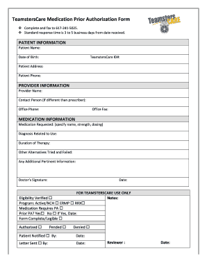 Fillable Online TeamstersCare Medication Prior Authorization Form Fax ...
