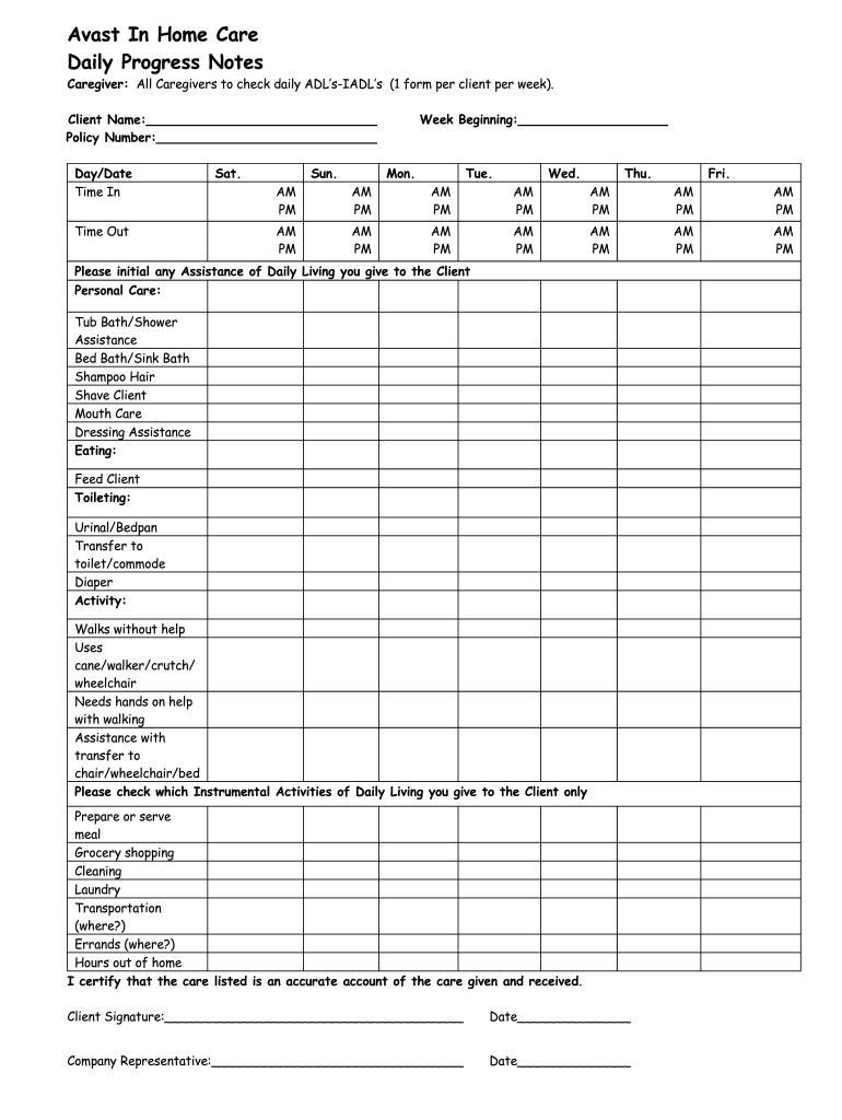 Free Printable Caregiver Daily Checklist Template Printable Word Searches