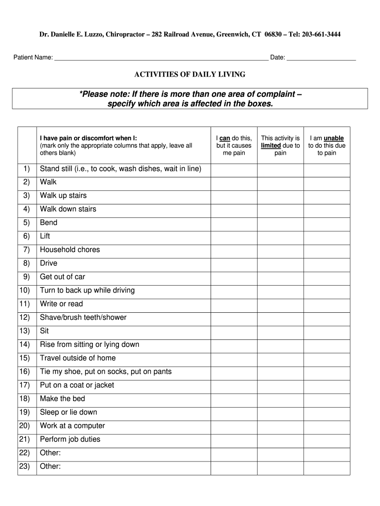 Activities Of Daily Living Pdf Fill Out Sign Online DocHub