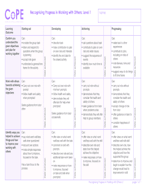 Fillable Online asdan org Recognising Progress in Working with Others ...