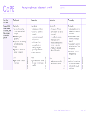 Fillable Online asdan org Recognising Progress in Research: Level 1 ...