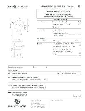 Fillable Online sks SKS Sensors temperature sensor data sheet 6. SKS ...