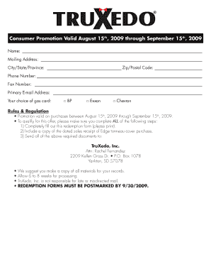 Fillable Online Edge Promotion - Consumer Redemption Formindd Fax Email ...