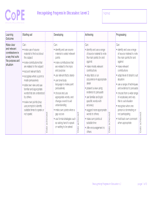 Fillable Online asdan org Recognising Progress in Discussion Level 2 ...