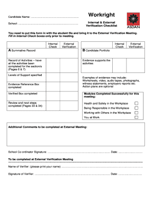 Fillable Online asdan org Internal and external form workright 2008 ...