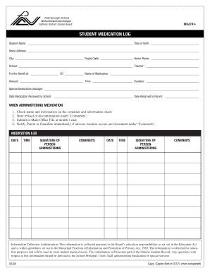 Fillable Online webserver pvnccdsb on STUDENT MEDICATION LOG Fax Email Print - pdfFiller
