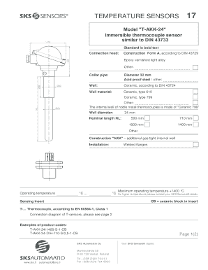 Fillable Online sks SKS Sensors temperature sensor data sheet 17. SKS ...