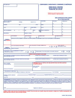 Fillable Online COMPAGNIE DASSURANCE COMBINED DAMRIQUE DIRECTIVES POUR ...