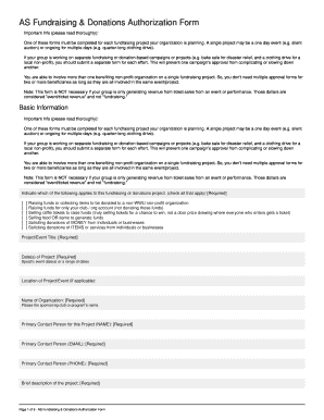 Fillable Online As Fundraising Donations Authorization Form Fax Email Print - pdfFiller