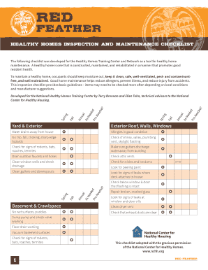 Fillable Online Healthy Homes Inspection and Maintenance Checklist Fax ...