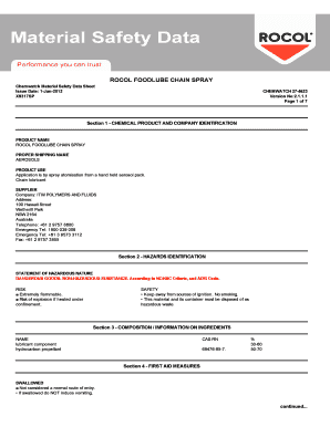 Fillable Online ROCOL FOODLUBE CHAIN SPRAY Fax Email Print - pdfFiller