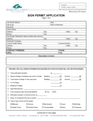 Fillable Online seminolecountyfl SIGN PERMIT APPLICATION - Seminole ...