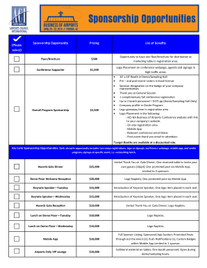 Fillable Online assets listpilot Sponsorship Opportunity Pricing List ...