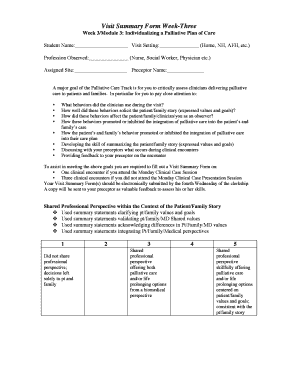 Fillable Online Visit Summary Form Week-Three - UW Family Medicine Fax ...