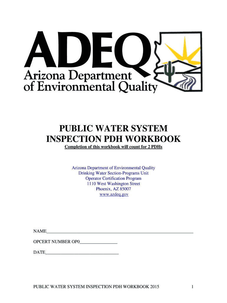 Fillable Online lists azdeq PUBLIC WATER SYSTEM INSPECTION PDH WORKBOOK ...
