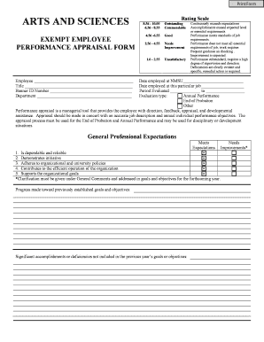 Fillable Online artsci nmsu EXEMPT EMPLOYEE PERFORMANCE APPRAISAL FORM ...