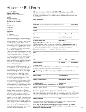 Fillable Online Absentee Bid Form - Zachys Fine Wine Fax Email Print ...