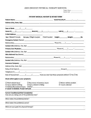 Fillable Online Documentation TEMPLATE For Physical Therapy Fax Email ...