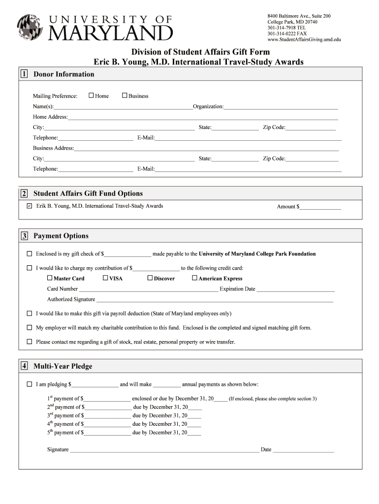 Fillable Online studentaffairsgiving umd Division of Student Affairs ...