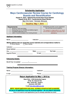 Fillable Online ce mayo Mayo Cardiovascular Review Course for ...