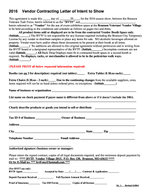 Fillable Online 2016 Vendor Contract Blankpdf Fax Email Print - pdfFiller