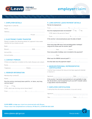 Fillable Online Contract Cleaning Industry Portable Long Service Leave ...