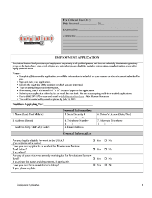 Fillable Online For Official Use Only EMPLOYMENT APPLICATION Fax Email ...