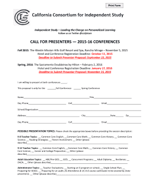 Fillable Online ccis Call For Presenters Form - CCIS Fax Email Print ...