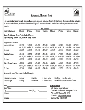 Fillable Online Statement of Interest Sheet - CNHD Central Nebraska Fax ...