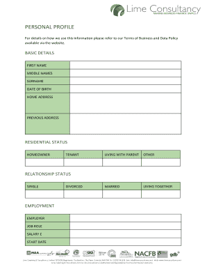 Fillable Online limeconsultancy PERSONAL PROFILE - limeconsultancynet ...