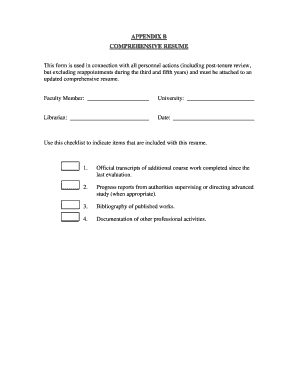 Fillable Online COMPREHENSIVE RESUME Fax Email Print - pdfFiller