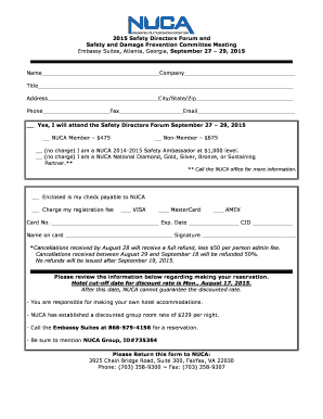 Fillable Online Fourth Annual Safety Directors Forum - NUCA Fax Email ...