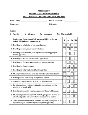 Fillable Online EVALUATION OF DEPARTMENT CHAIR AS CHAIR - mscaunionorg ...
