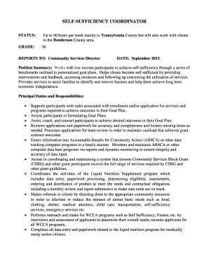 Fillable Online SELF-SUFFICIENCY COORDINATOR - WCCA Fax Email Print ...