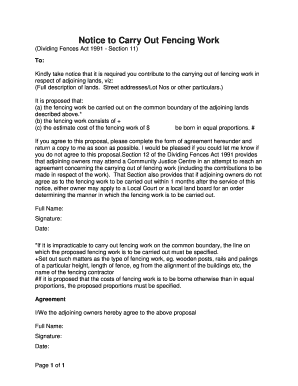 Fillable Online localcourt justice nsw gov Notice to Carry Out Fencing ...