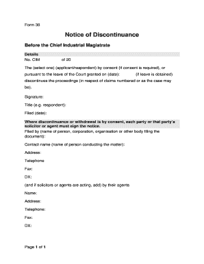 Fillable Online localcourt justice nsw gov Notice of Discontinuance ...
