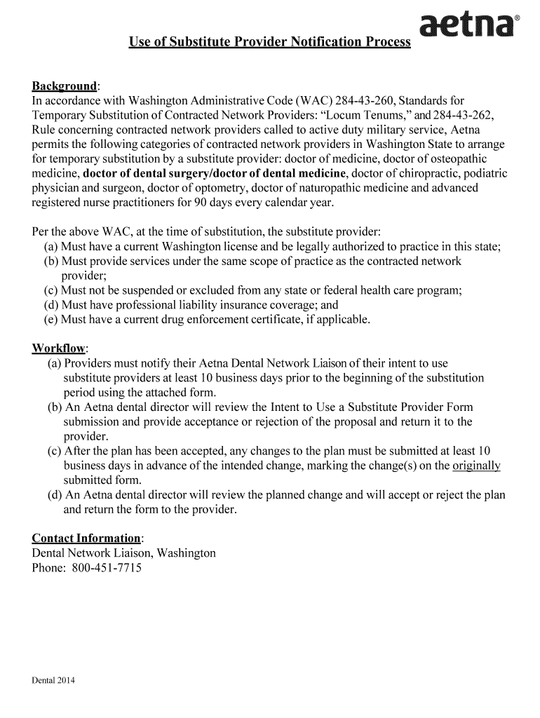 Fillable Online Washington substitute providers form Washington ...