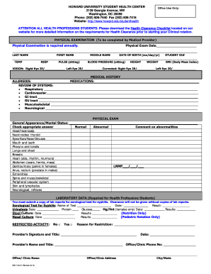 Student Health Center Howard - Fill Online, Printable, Fillable, Blank ...