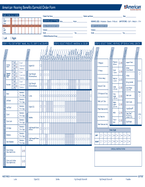 Fillable Online American Hearing Benefits Earmold Order Form Fax Email ...