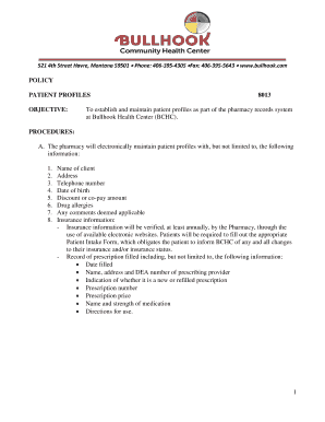 Fillable Online PATIENT PROFILES Fax Email Print - pdfFiller