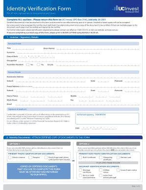 Fillable Online Identity Verification Form - UC Invest Fax Email Print ...