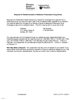 Fillable Online Redetermination of Medicare Prescription Drug Denial ...
